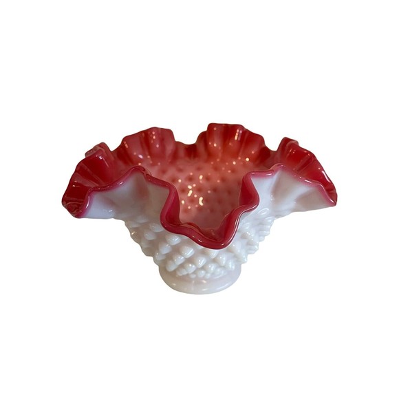 Fenton | Accents | Vintage Fenton 3927 Pb Peach Blow Ruffled Hobnail ...